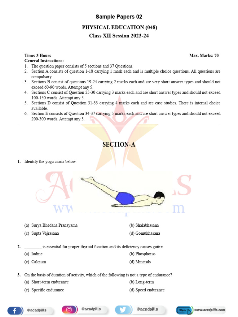 Physical Education Exclusive Sample Paper | PDF