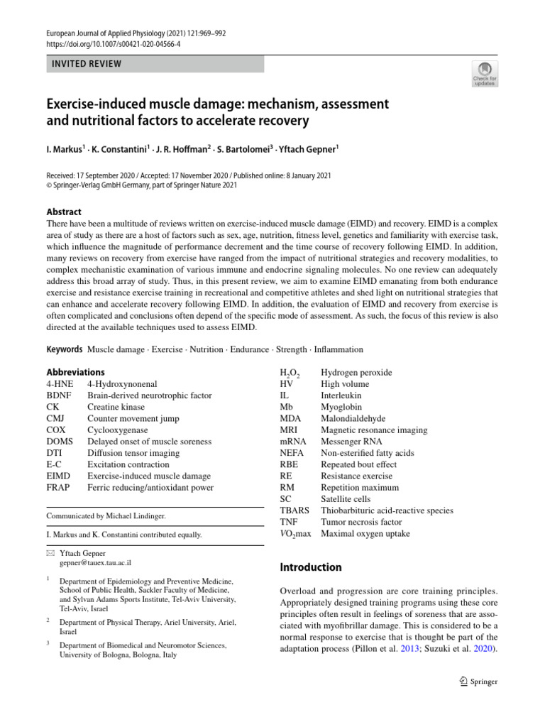 Exercise-Induced Muscle Damage Recovery Strategies | PDF | Skeletal ...