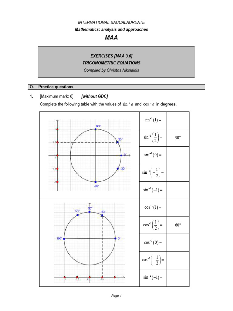 (MAA 3.6) TRIGONOMETRIC EQUATIONS - Eco | PDF | Trigonometric Functions ...