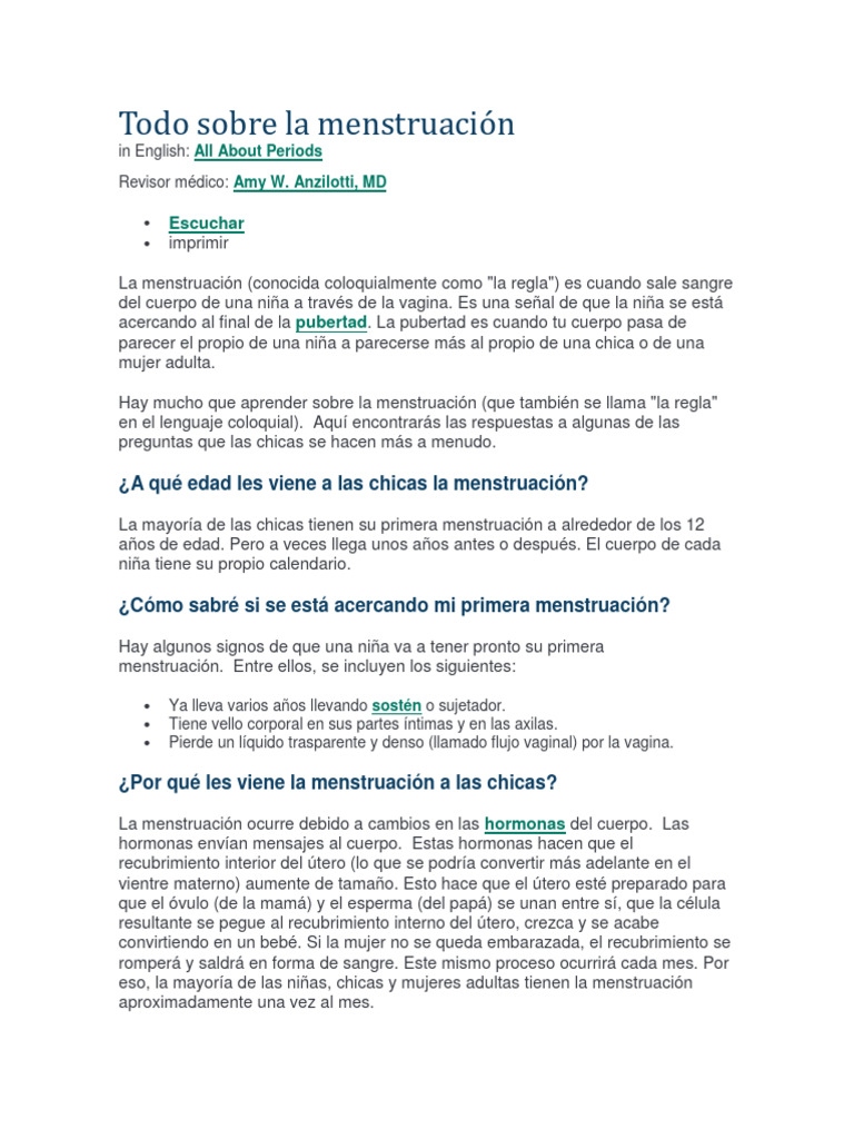 Todo Sobre La Menstruación | PDF | Menstruación | Vagina