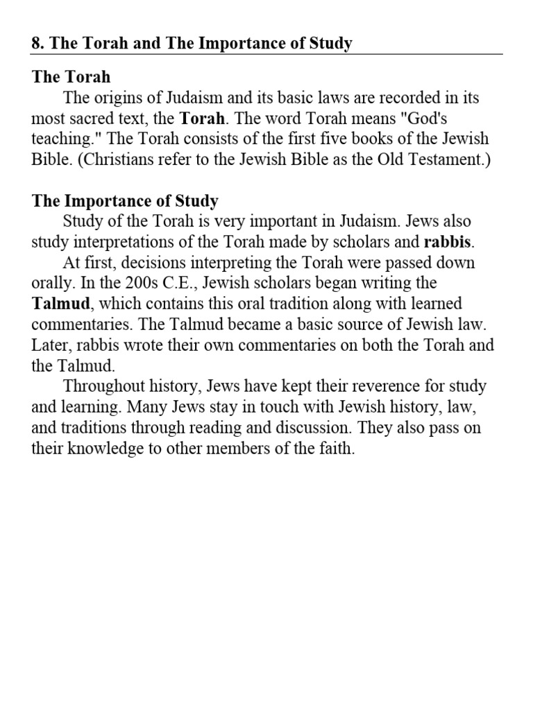 The Torah and The Importance of Study The Torah | PDF