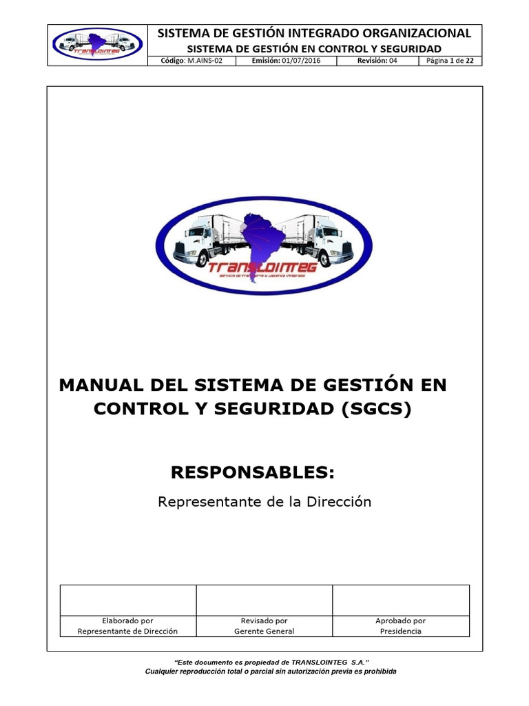 M.AINS-02 MANUAL DE GESTION DE CONTROL SGSC Version 6 | Descargar gratis PDF | Auditoría | Business
