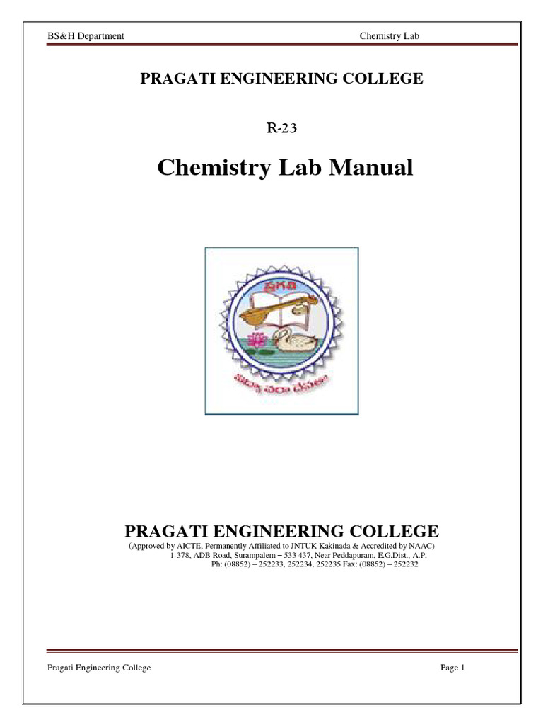 PEC - R23 Chemistry LAB MANUAL Student | PDF | Titration | Chemistry