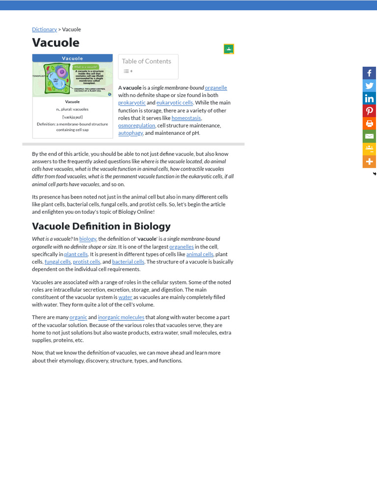 Vacuole DefinitionandExamples BiologyOnlineDictionary - 1705678278295 | PDF | Vacuole | Cell ...