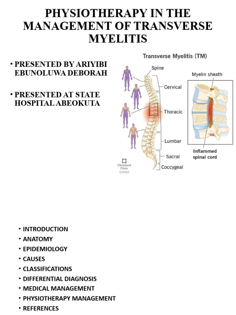 Physiotherapy in The Management of Transverse Myelittis | PDF ...