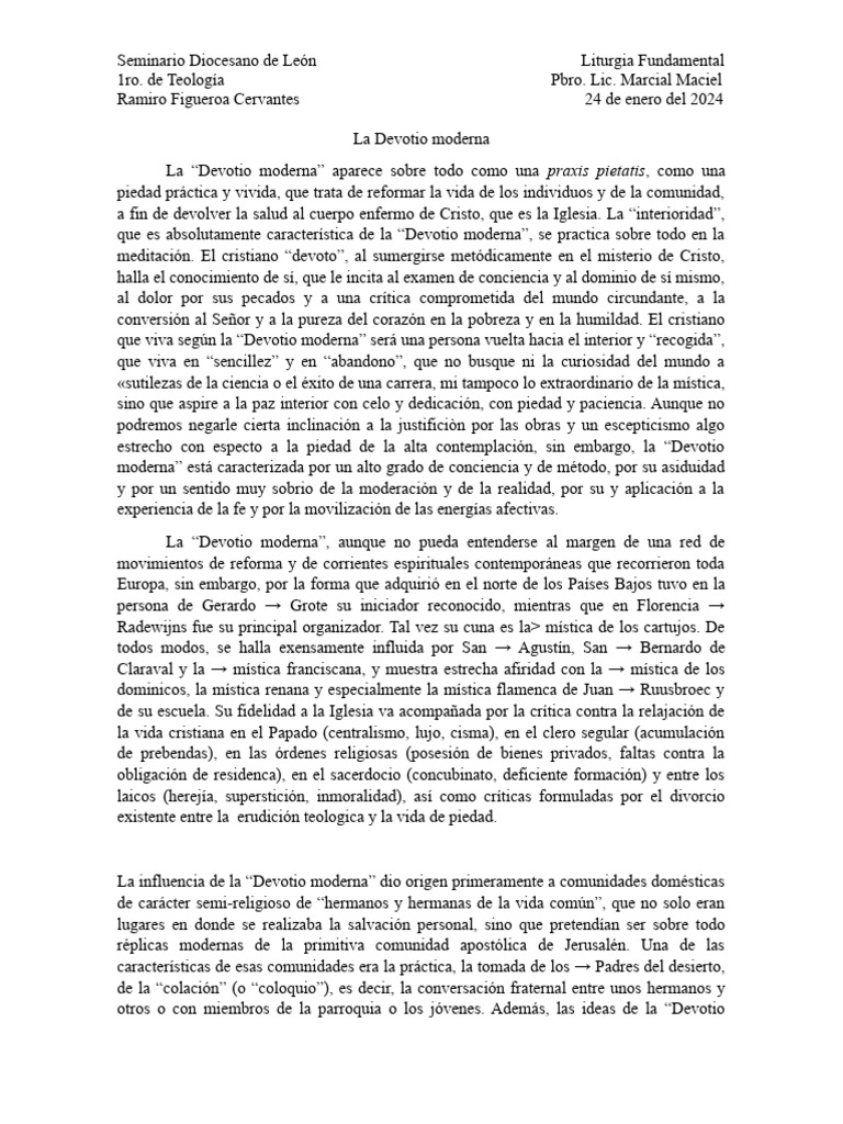La Devotio Moderna | PDF | Misticismo