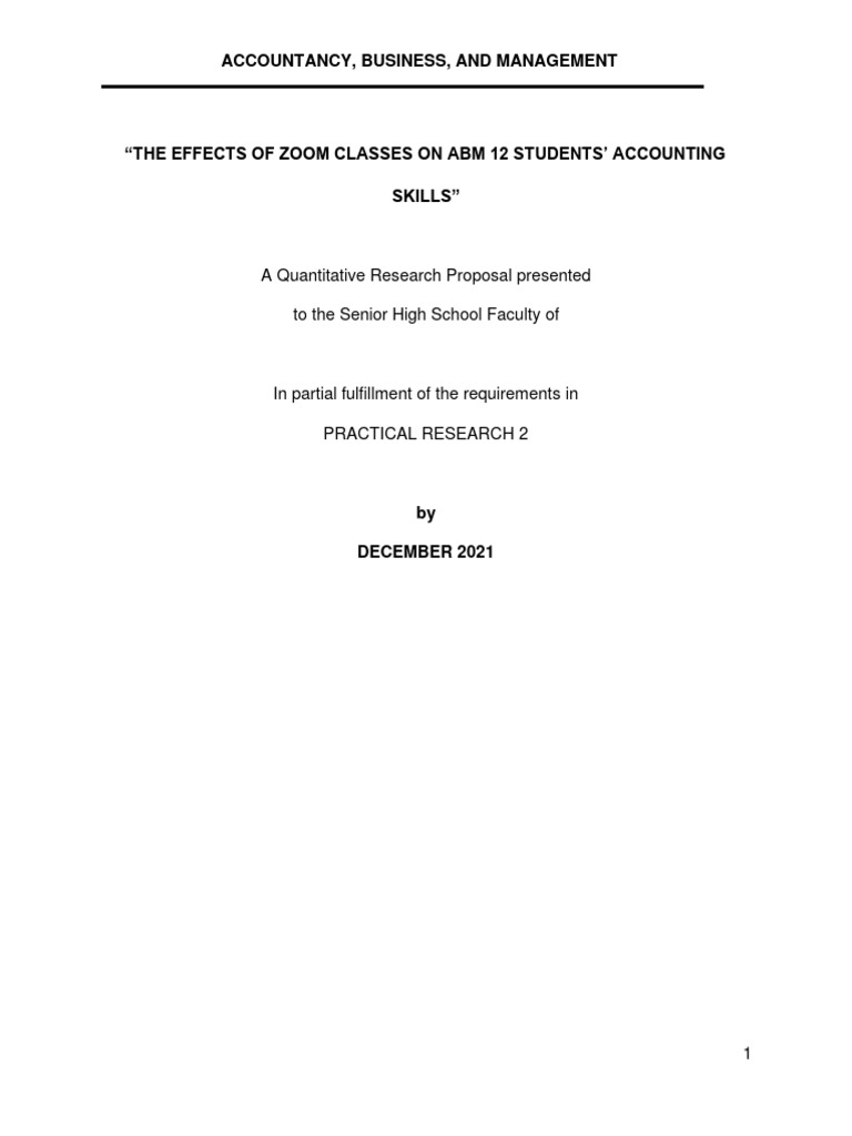 The Effects of Zoom Classes On ABM 12 Students' Accounting Skills" | PDF | Survey Methodology ...
