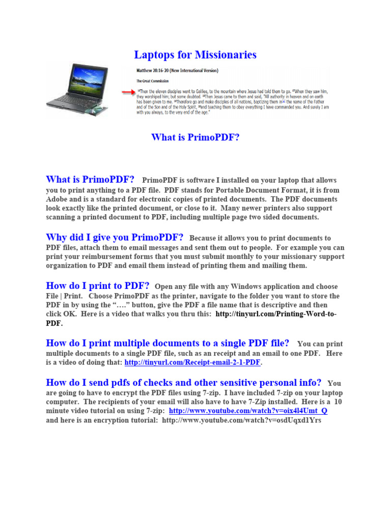 12 - Laptops For Missionaries - What Is PrimoPDF | PDF