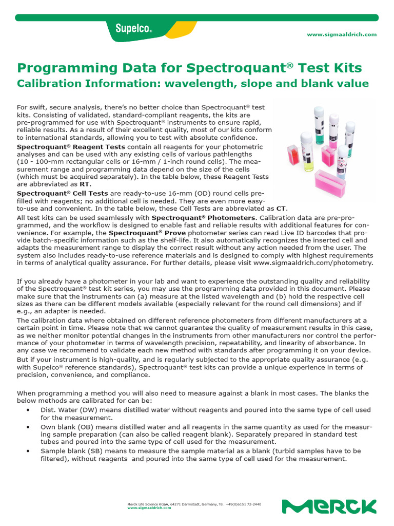 Lista de Kit Merck | PDF | Chlorine | Ammonium