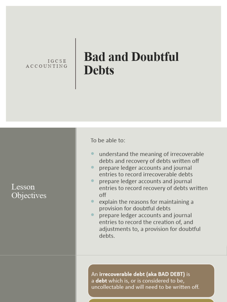 Understanding Bad and Doubtful Debts | PDF | Bad Debt | Debits And Credits