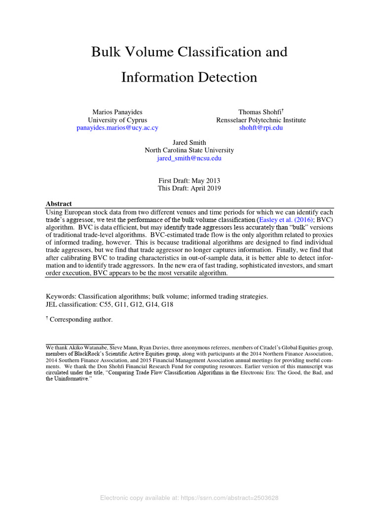 Bulk Volume Classification and Information Detection | PDF | High ...
