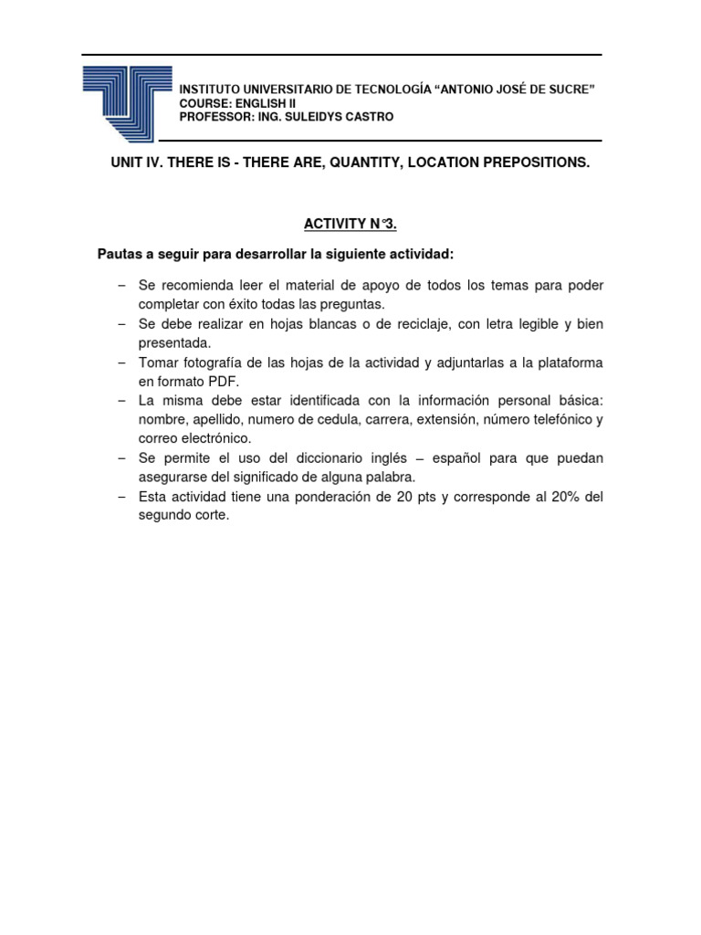 Activity 3. Unit 4 | PDF