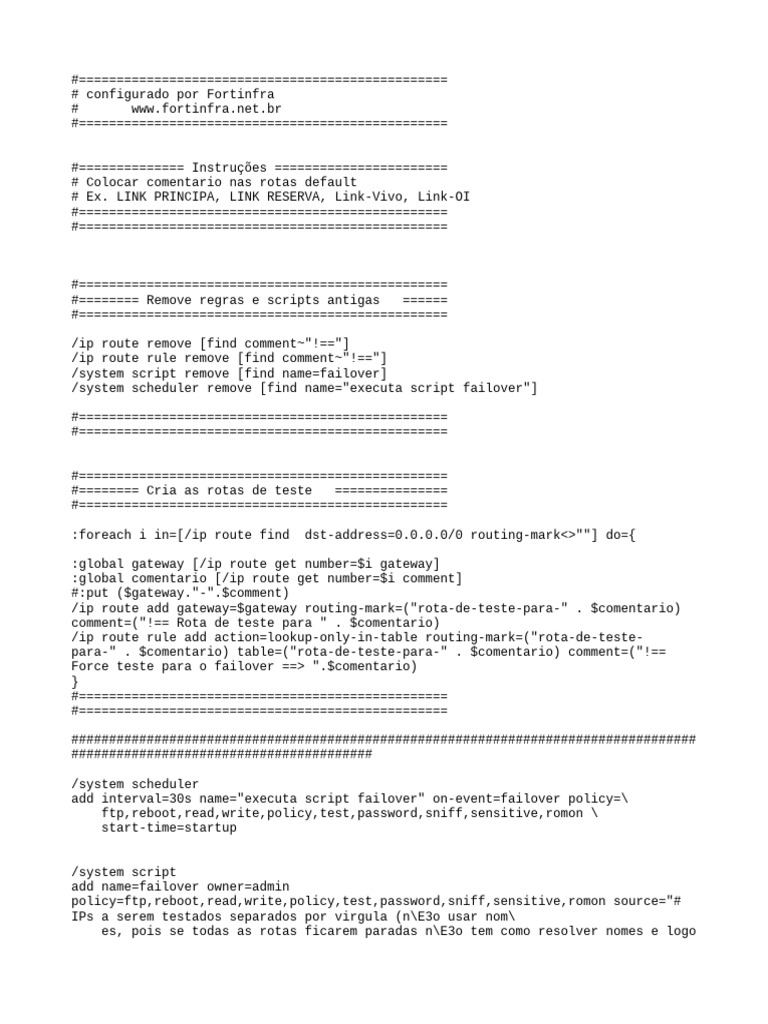 Script Failover - Routeros V6 | PDF | Computer Engineering | Internet ... Script Failover - Routeros V6 | PDF | Computer Engineering | Internet ...
