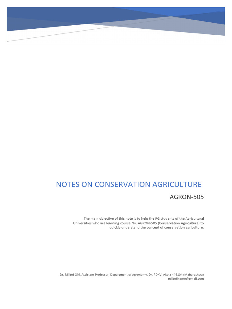 Conservation Agriculture | PDF | Agriculture | Crop Rotation
