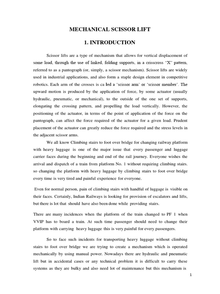 Report of Mechanical Scissor Lift | PDF | Elevator | Strength Of Materials