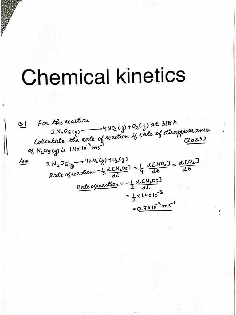 Chemical Kinetics Numericals | PDF