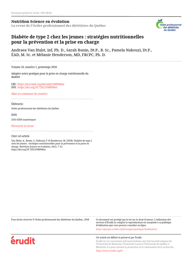 Diabète de type 2 chez les jeunes : prévention | PDF | Obésité | Indice ...