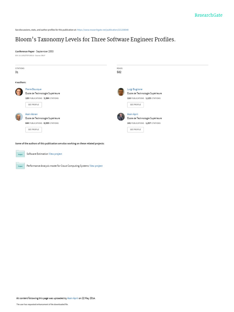 Software Engineering Bloom Taxonomy | PDF | Computers