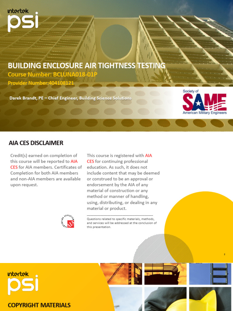 Whole Building Air Barrier Testing SAME | PDF | Building Technology ...