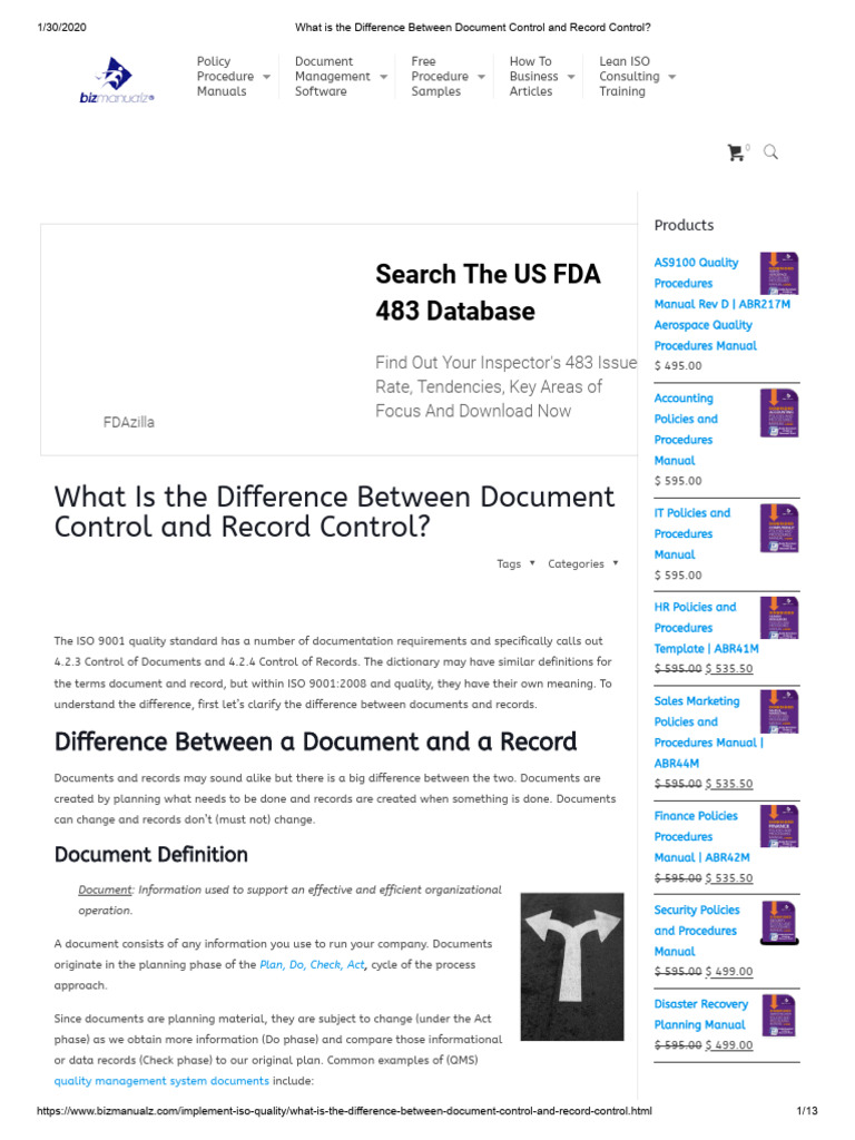 Difference Between Document and Record | Download Free PDF | Iso 9000 ...