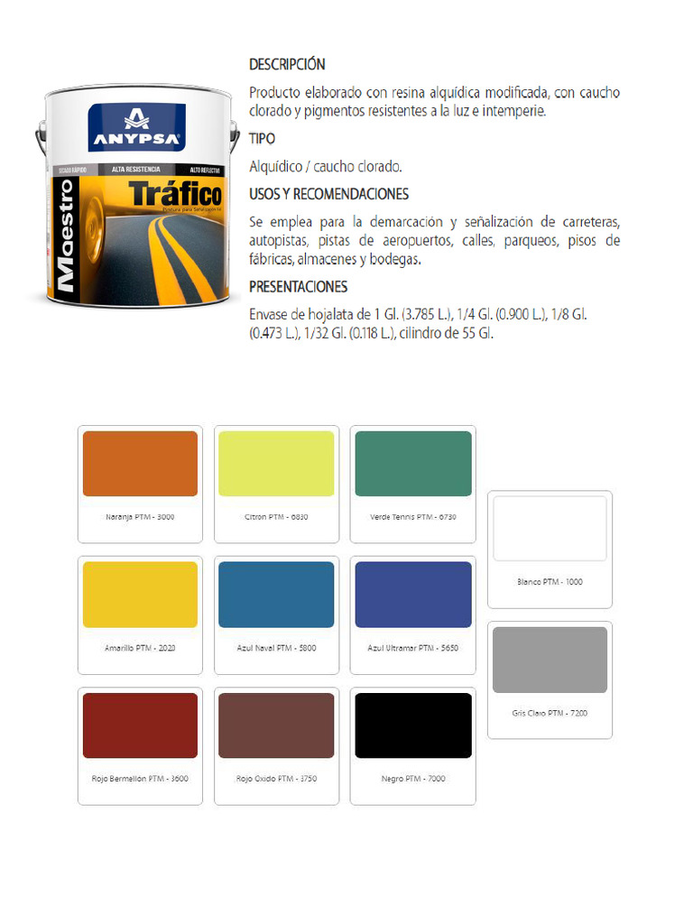 Pintura para Trafico Anypsa | PDF