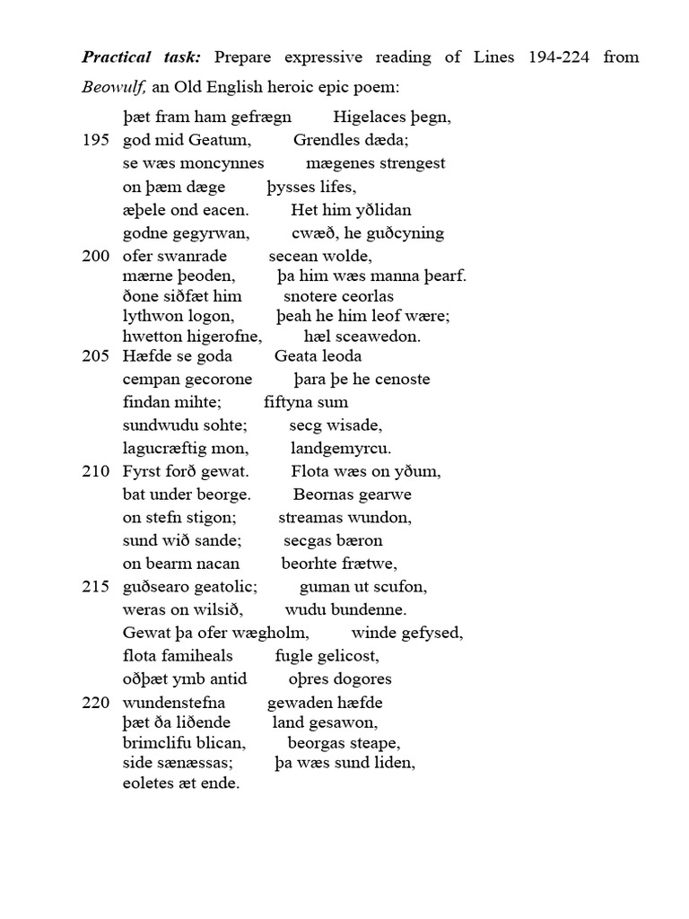Expressive Reading Beowulf | PDF