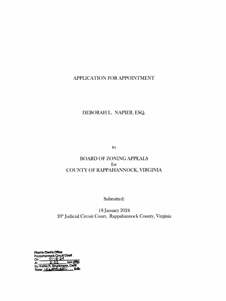 Rapp BZA Appointment Application - Deborah L Napier | PDF
