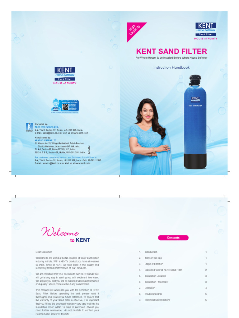 High Capacity KENT Sand Filter Guide | PDF | Valve | Filtration