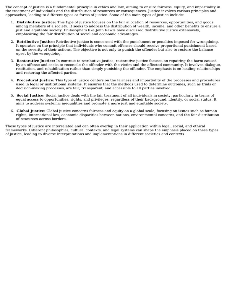Types of Justice | PDF | Justice | Crime & Violence