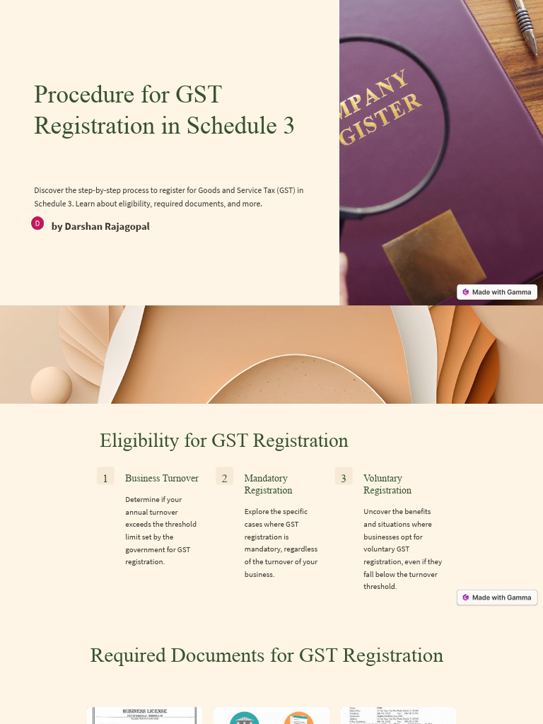 GST Registration Procedure for Schedule 3 | PDF | Taxes | Government