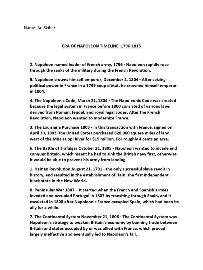 Napoleon Timeline 2022 | Download Free PDF | Napoleon | Napoleonic Wars