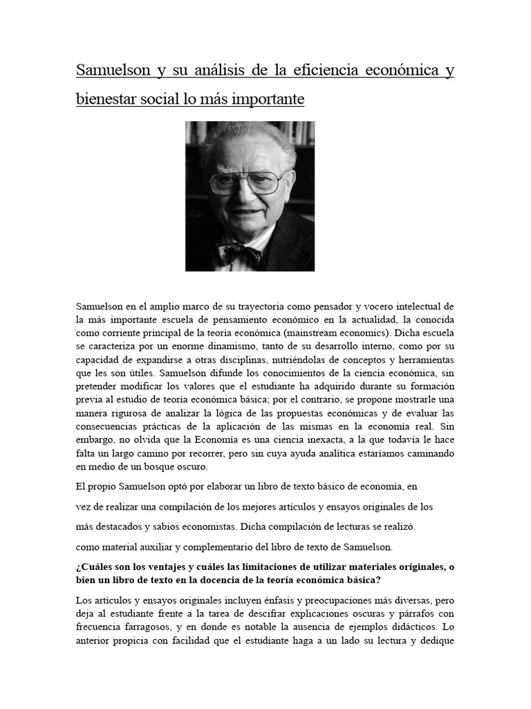 Paul Samuelson | PDF | Economía keynesiana | Economía neoclásica