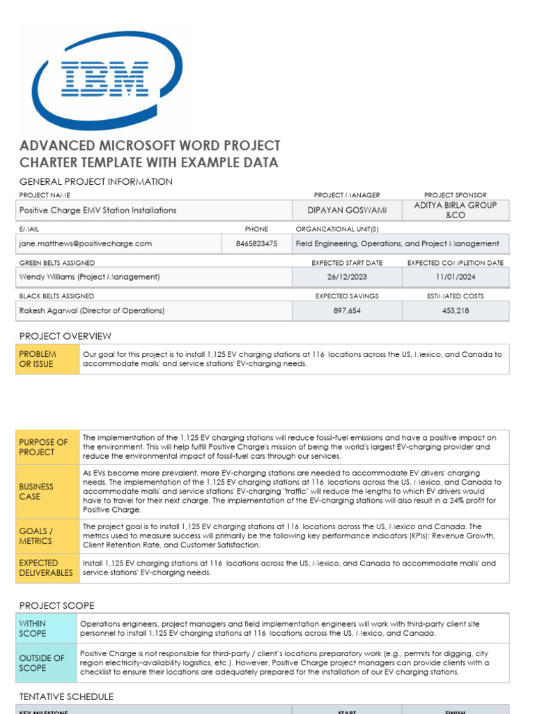 IC Advanced Microsoft Word Project Charter With Example Data 11770 - WORD | PDF | Project ...