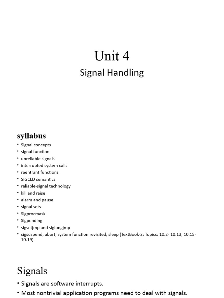 Unit4 Signals | PDF | Computer Engineering | Unix