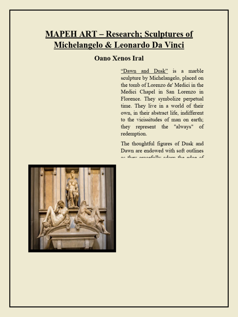 Mapeh Art - Research Michelangelo & Leonardo Da Vinci | PDF | Philosophy | History