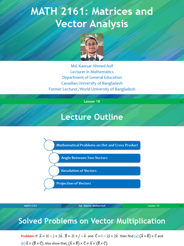 10 Matrices and Vector Analysis (Lesson 10) | PDF | Geometry | Linear ...