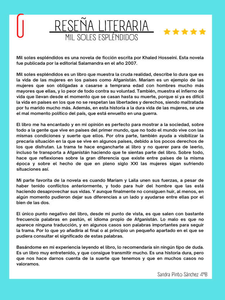 Reseña Literaria | PDF | Novelas