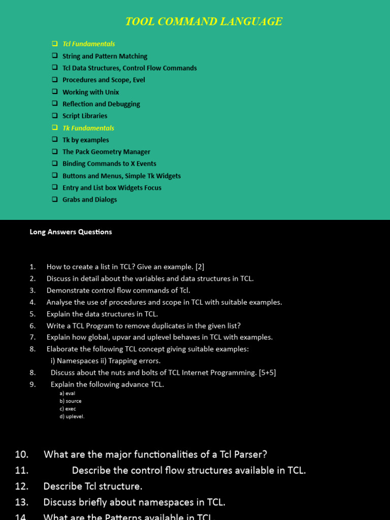 Tool Command Language: TCL Fundamentals | Download Free PDF | Software Engineering | Programming ...
