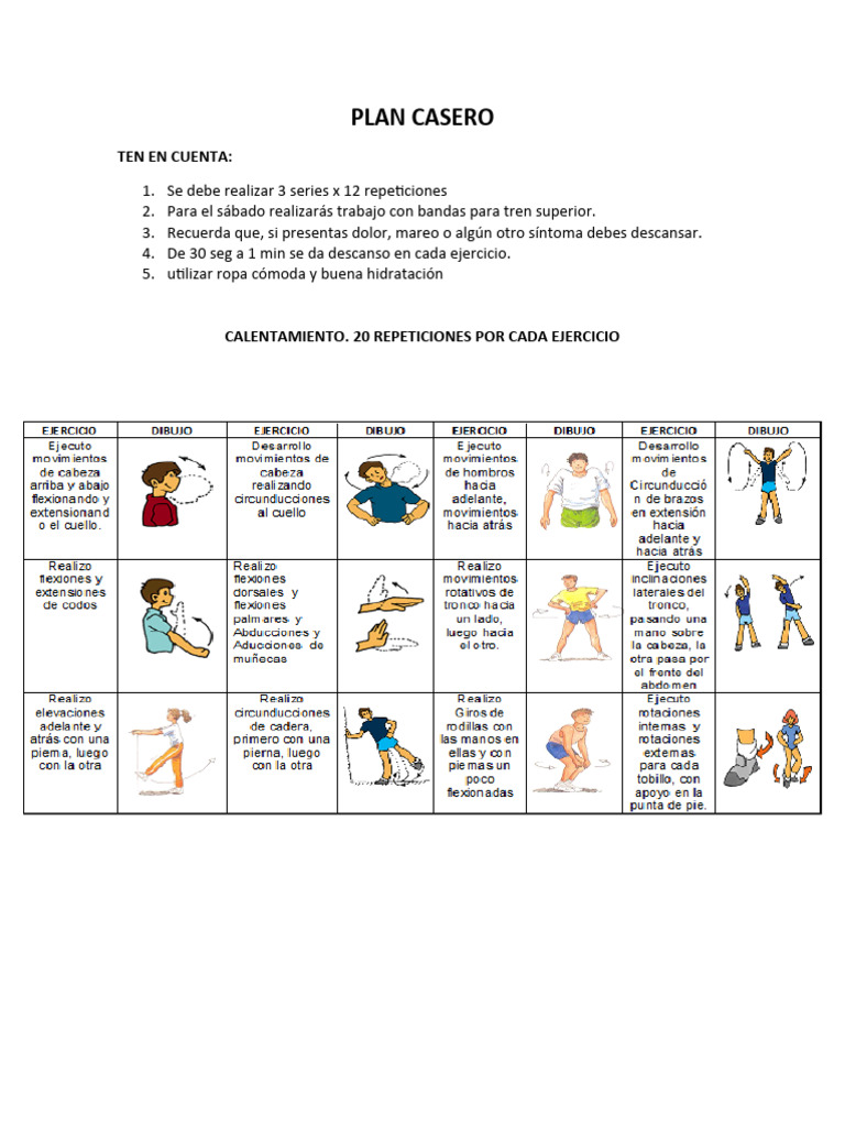 Plan Casero Tren Superior | PDF | Codo | Extremidades (anatomía)