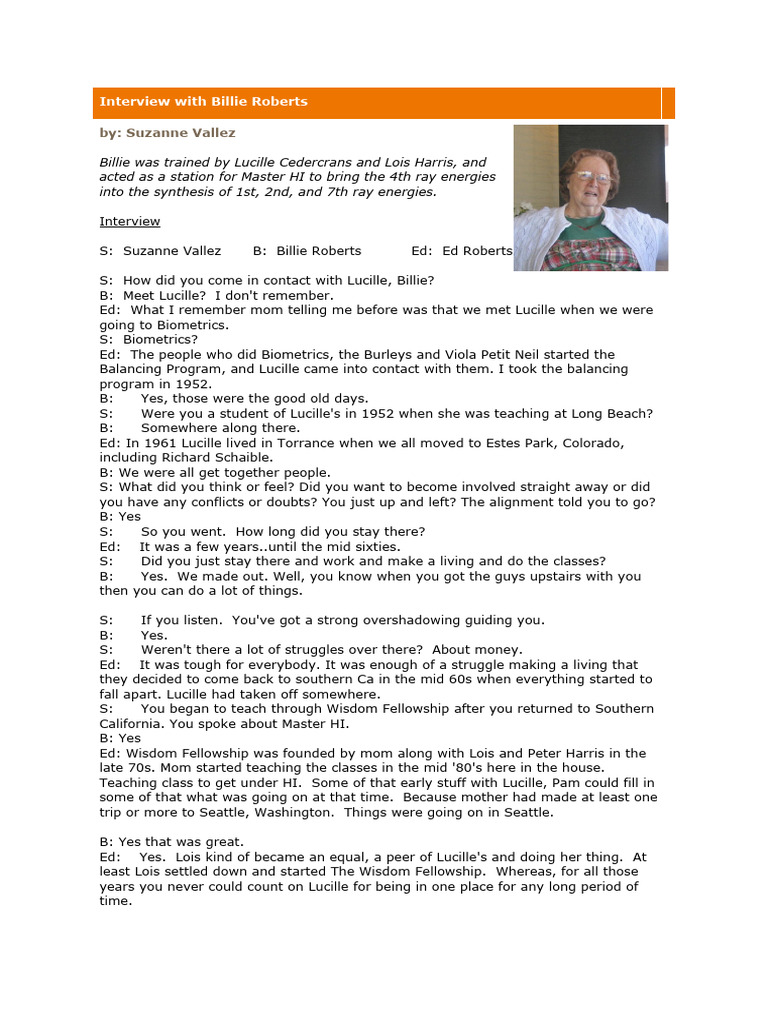 Interview With Billie Roberts | PDF