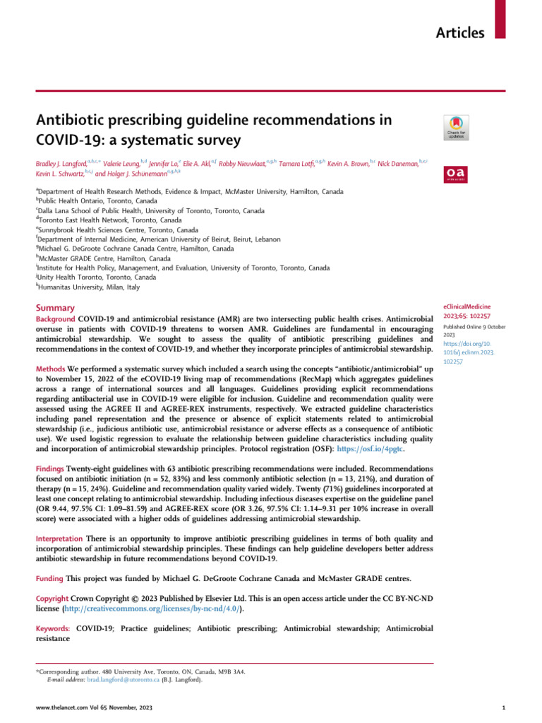 Antibiotic Prescribing Guideline Recommendations in COVID - 2023 ...