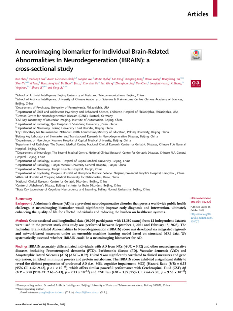 A Neuroimaging Biomarker For Individual Brain Related Abnormal - 2023 - Eclinica | PDF ...