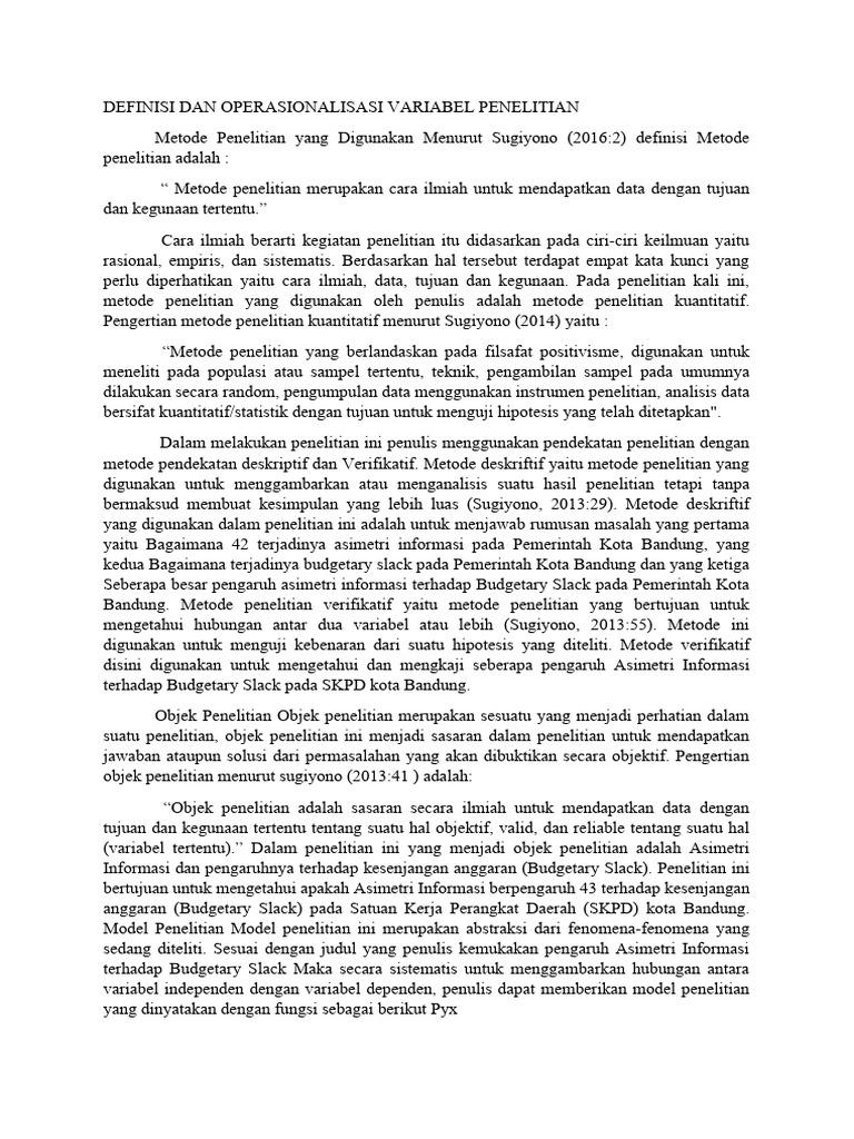 Definisi dan Operasionalisasi Variabel | PDF | Karier & Perkembangan ...