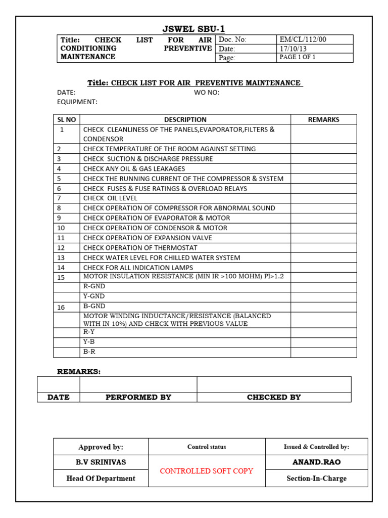 112 - Check List For Ac System | PDF