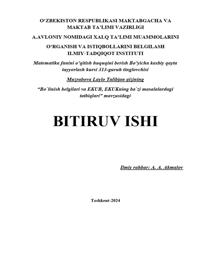 Bitiruv Ishi | PDF