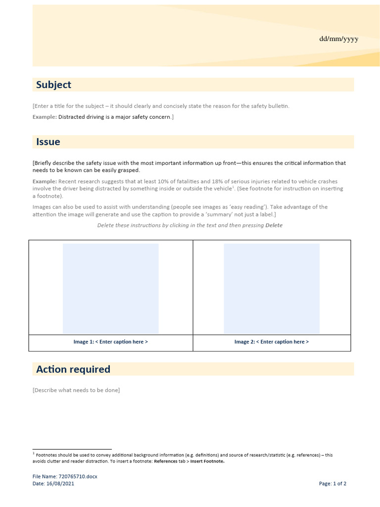 Safety Bulletin Template Guide | PDF | Information | Computing