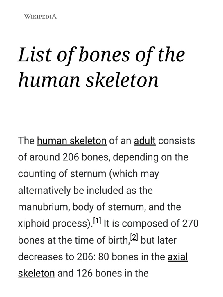 List of Bones of The Human Skeleton - Wikipedia | PDF | Pelvis ...