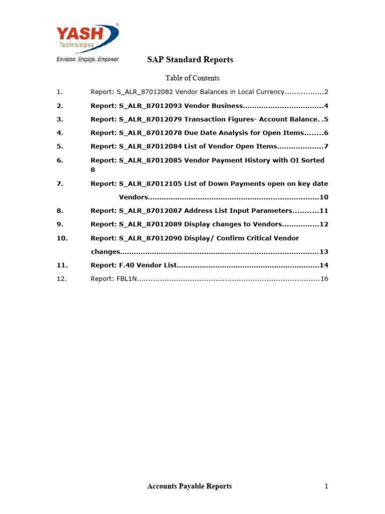 SAP Standard Reports Accounts Payable New | PDF | Accounts Payable | Payments