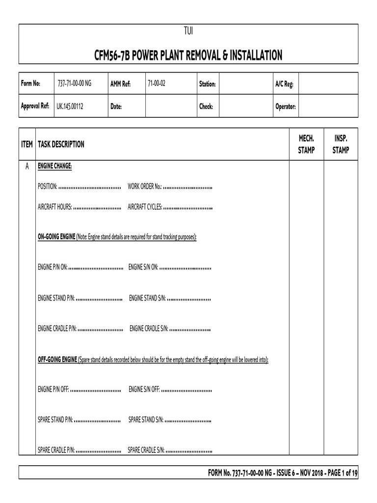 737-71-00-00 NG CFM56-7B POWER PLANT REMOVAL & INSTALL Iss 06 | PDF ...