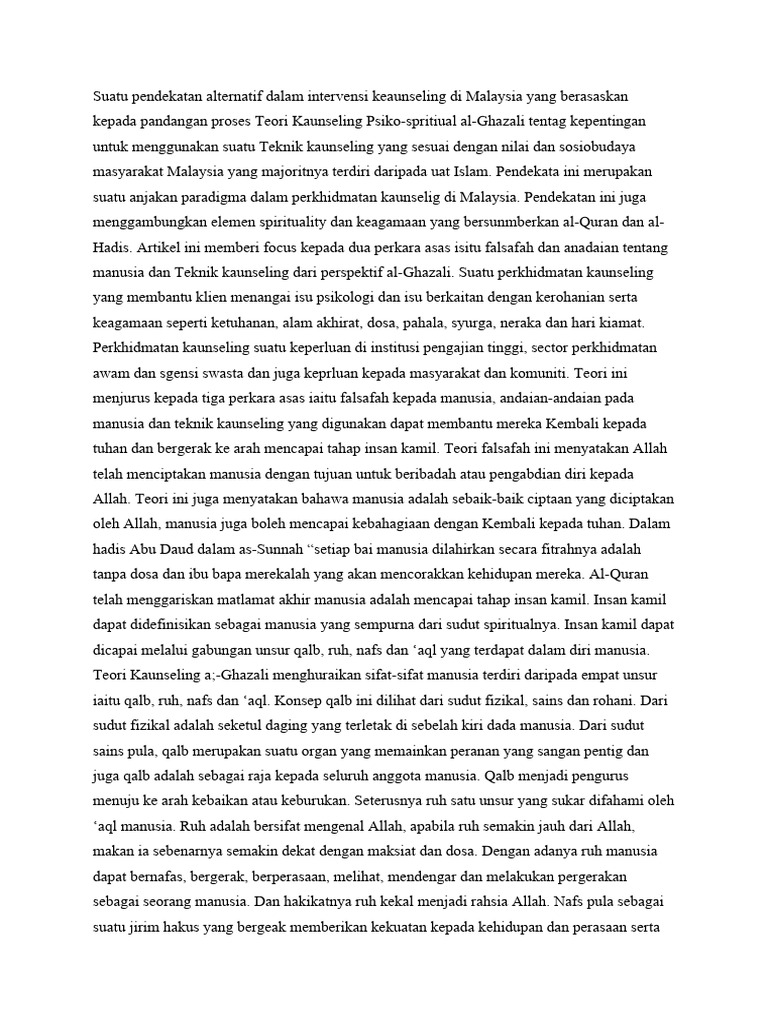 Ulasan Pendapat Teori Kaunseling Al-Ghazali | PDF | Sains & Matematika